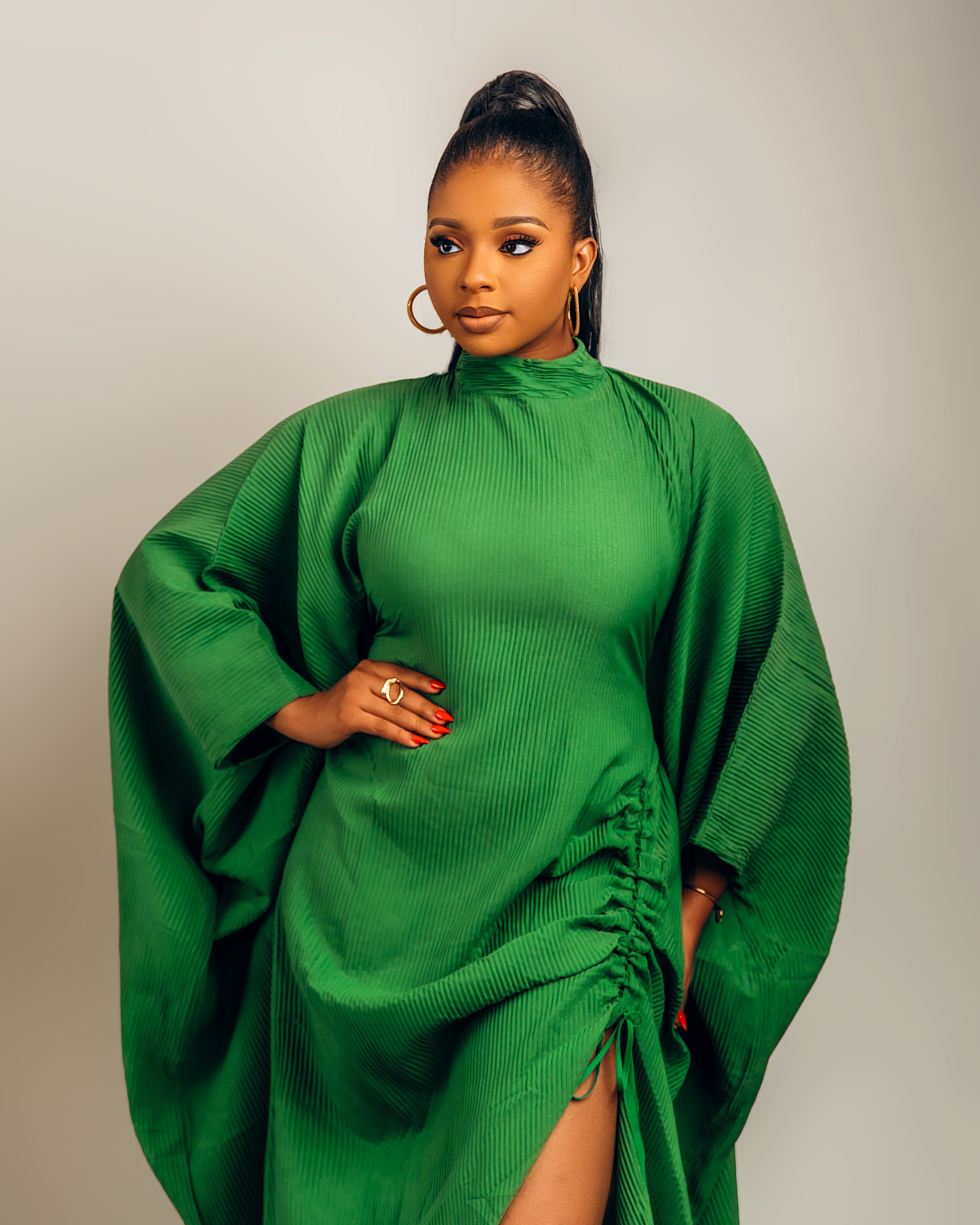Lami Dress with drawstring details: Leaf Green – Owanbe Au